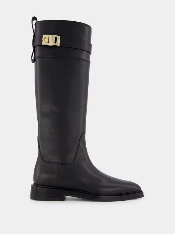 FERRAGAMO Calf-length Leather Boots - Black
