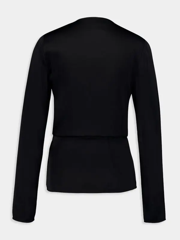 Givenchy Long-sleeve Satin Crepe Wrap Top