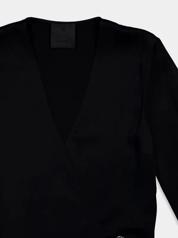 Givenchy Long-sleeve Satin Crepe Wrap Top