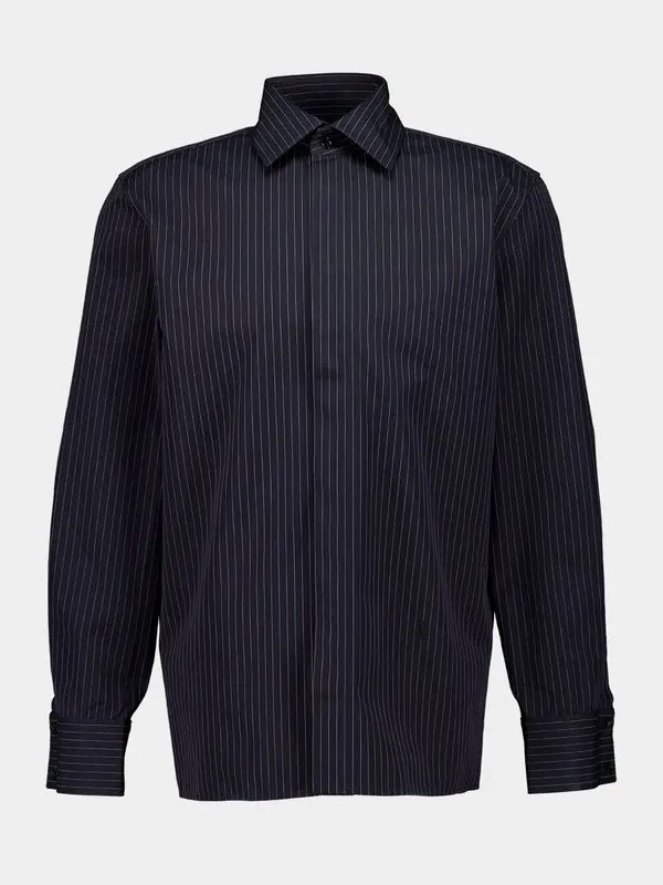 Saint Laurent Cassandre Striped Shirt - Black