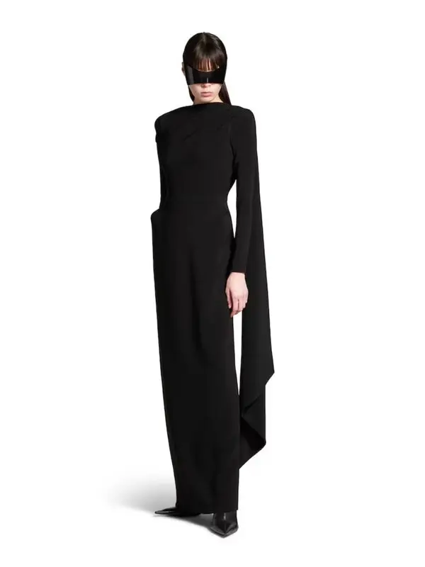 Balenciaga Cape Gown In Stretch Crepe