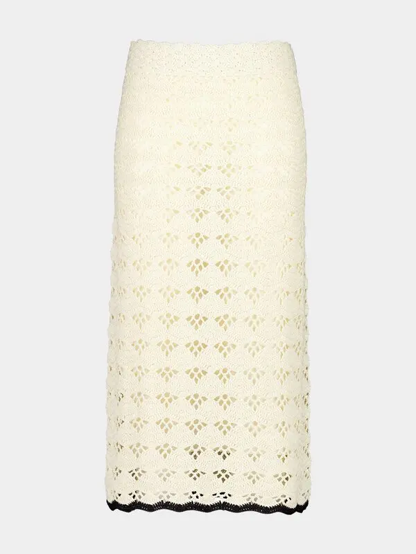 Zimmermann Rhiannon Crochet Midi Skirt - Cream
