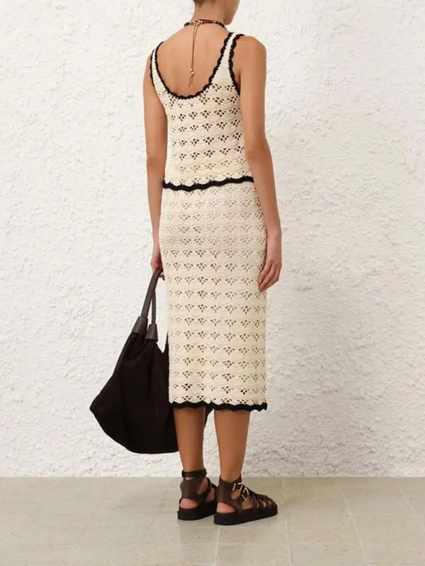 Zimmermann Rhiannon Crochet Midi Skirt - Cream