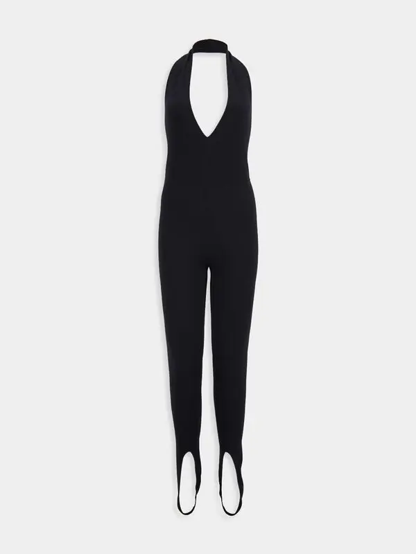 Saint Laurent Halterneck Open-back Jumpsuit - Black