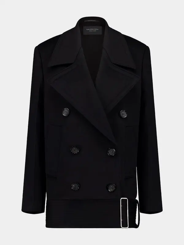 FERRAGAMO Wool And Cashmere Pea Coat - Black