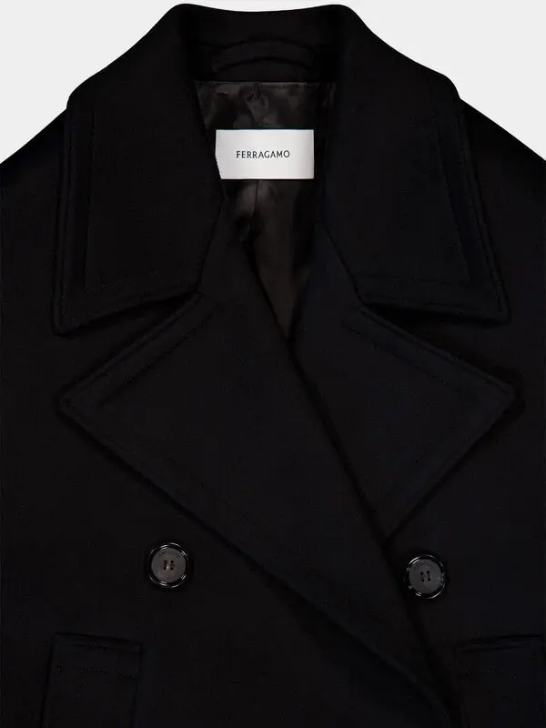 FERRAGAMO Wool And Cashmere Pea Coat - Black
