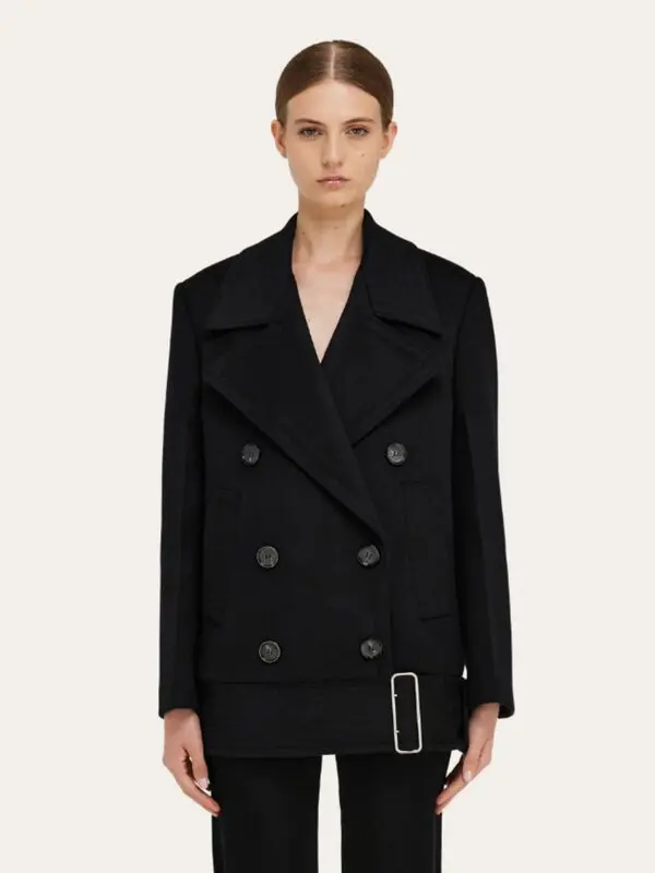 FERRAGAMO Wool And Cashmere Pea Coat - Black