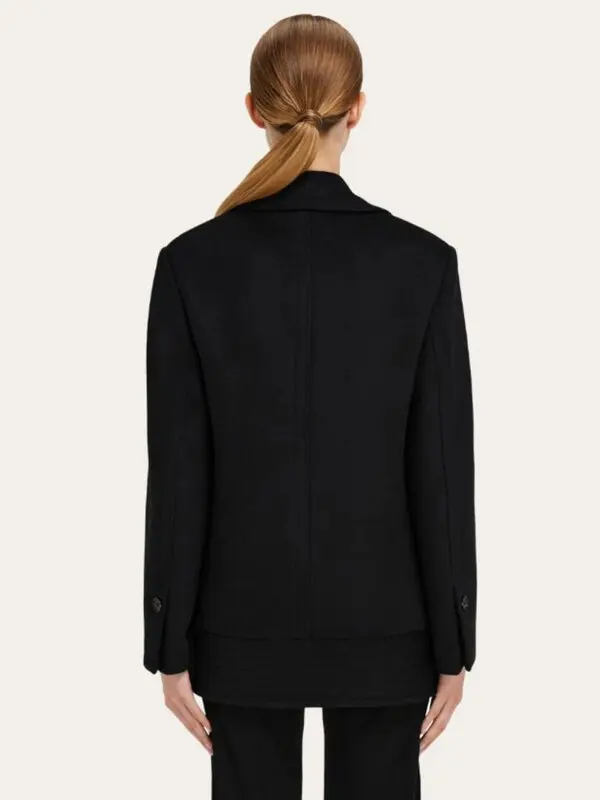 FERRAGAMO Wool And Cashmere Pea Coat - Black