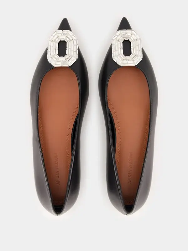 Amina Muaddi Nappa Camelia Flat With Buckle