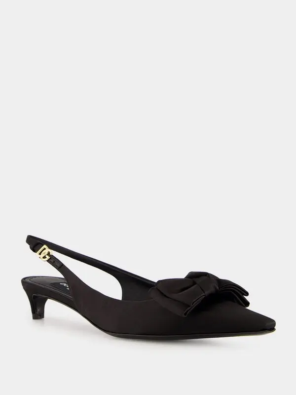 Dolce & Gabbana Satin Slingback Heel - Black