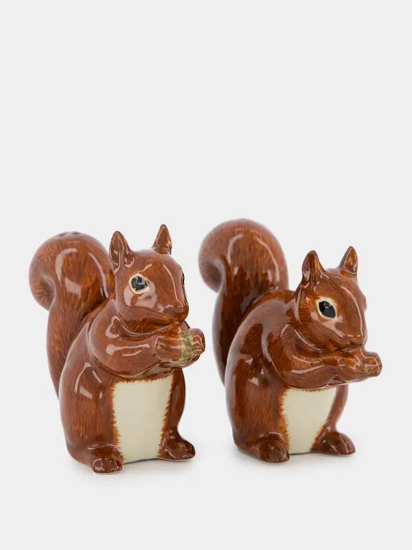 QUAIL CERAMICS Squirrel Salt And Pepper Shakers - Brown