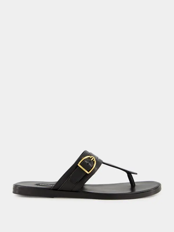 TOM FORD Brighton Buckle Leather Sandals - Black