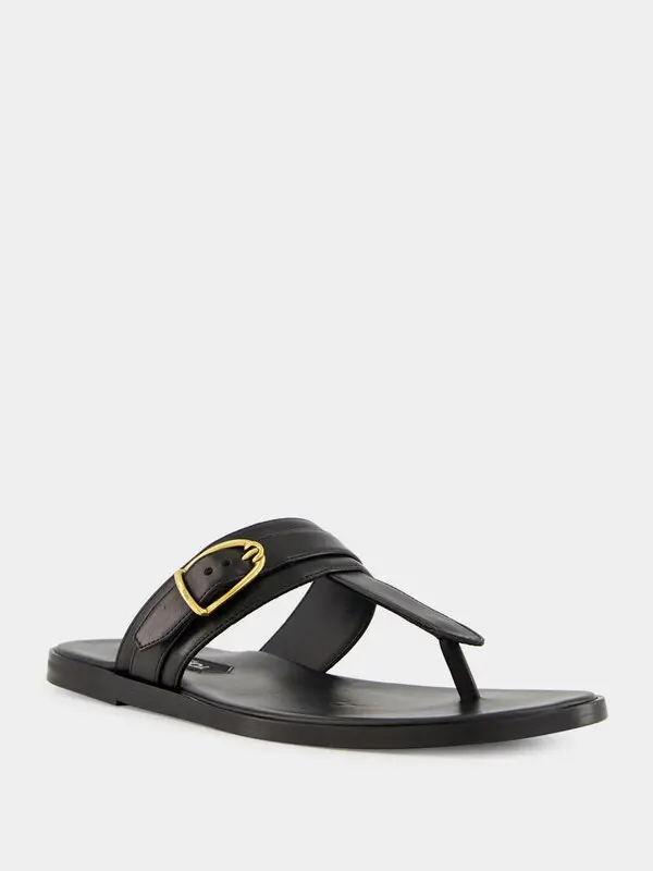 TOM FORD Brighton Buckle Leather Sandals