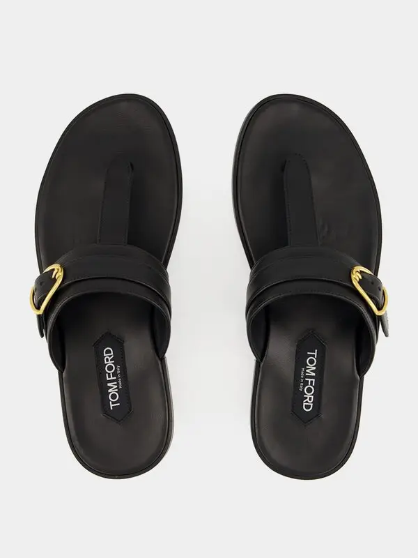 TOM FORD Brighton Buckle Leather Sandals