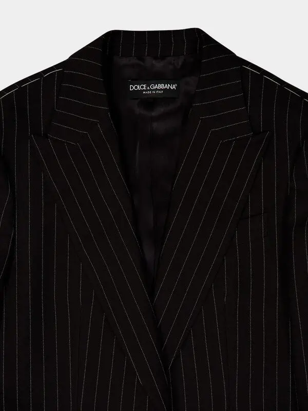Dolce & Gabbana Single-breasted Pinstripe Wool Jacket - Black