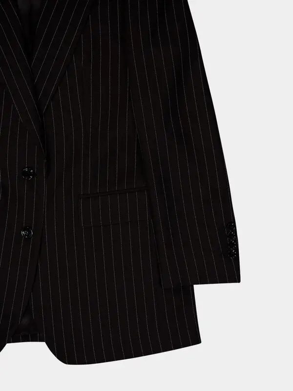 Dolce & Gabbana Single-breasted Pinstripe Wool Jacket - Black