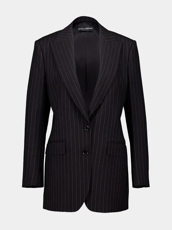 Dolce & Gabbana Single-breasted Pinstripe Wool Jacket - Black