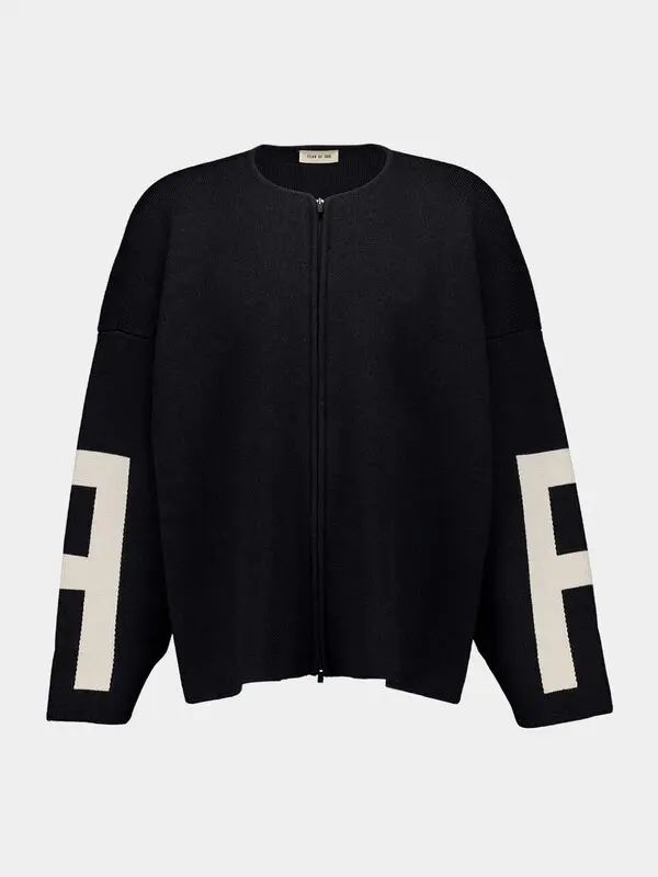 Fear Of God Melange Merino Wool Full Zip Sweater - Black