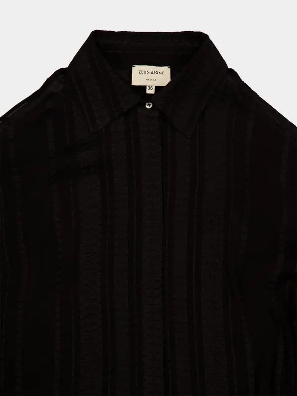 Zeus+dione Off-shoulder Textured Silk Shirt