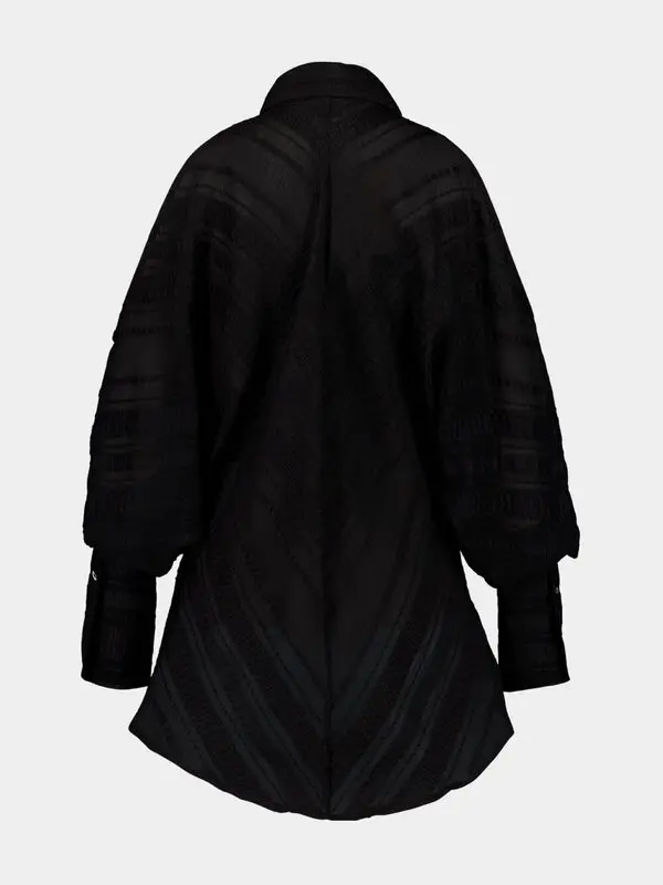 Zeus+dione Off-shoulder Textured Silk Shirt