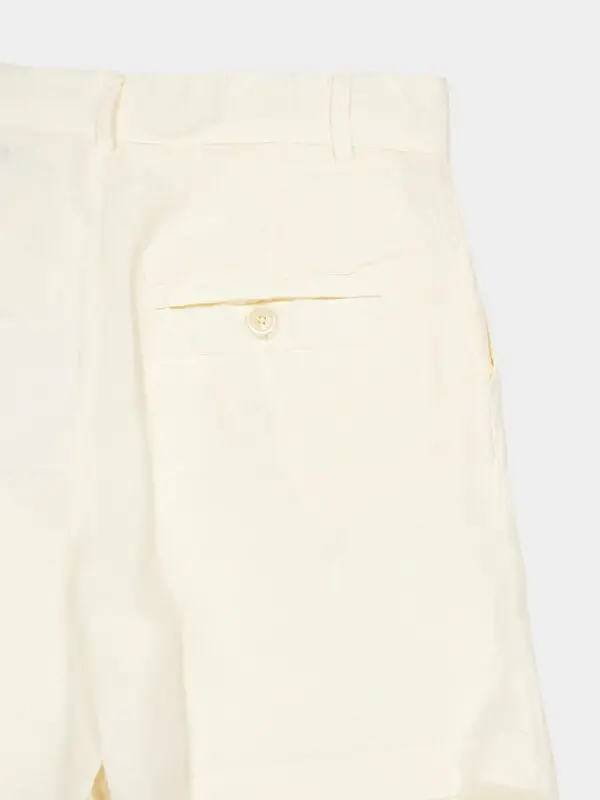 120% Lino Linen Casual Fit Shorts - Cream