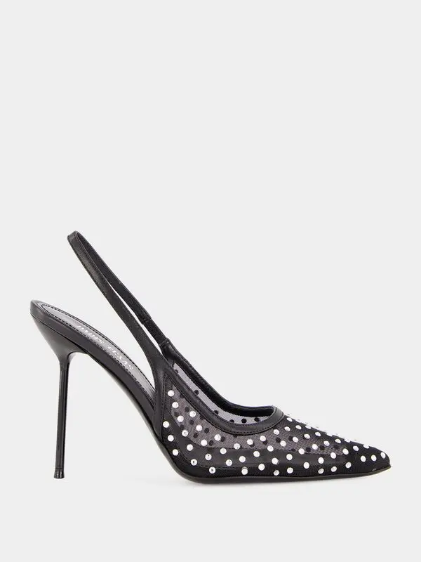 Paris Texas Lidia Crystal Slingbacks - Black