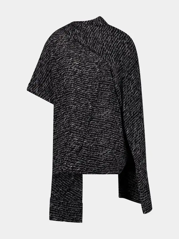 Balmain Script Print Silk Blouse