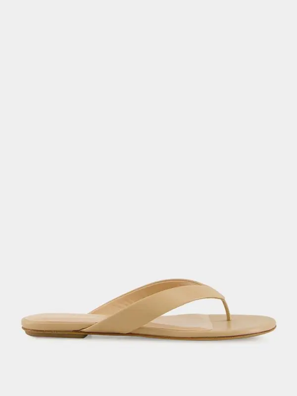 Le Monde Beryl Flat Leather Thong Sandals - Cream