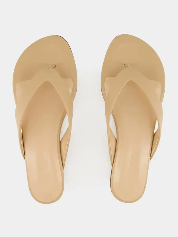 Le Monde Beryl Flat Leather Thong Sandals - Cream