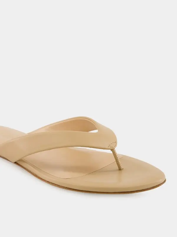 Le Monde Beryl Flat Leather Thong Sandals - Cream