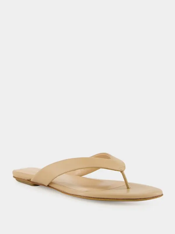Le Monde Beryl Flat Leather Thong Sandals - Cream