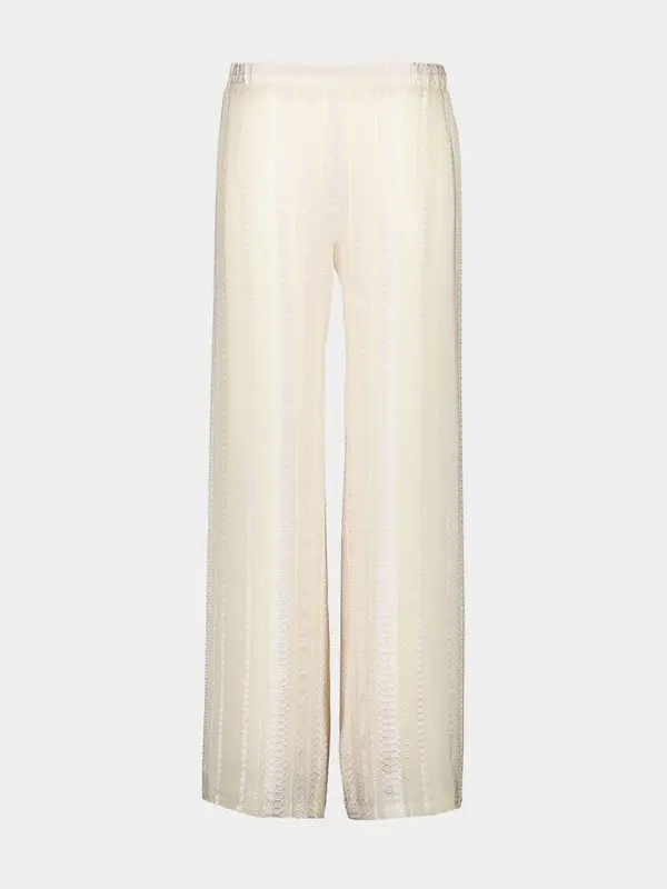 Zeus+dione Textured Silk Wide-leg Trousers - Cream