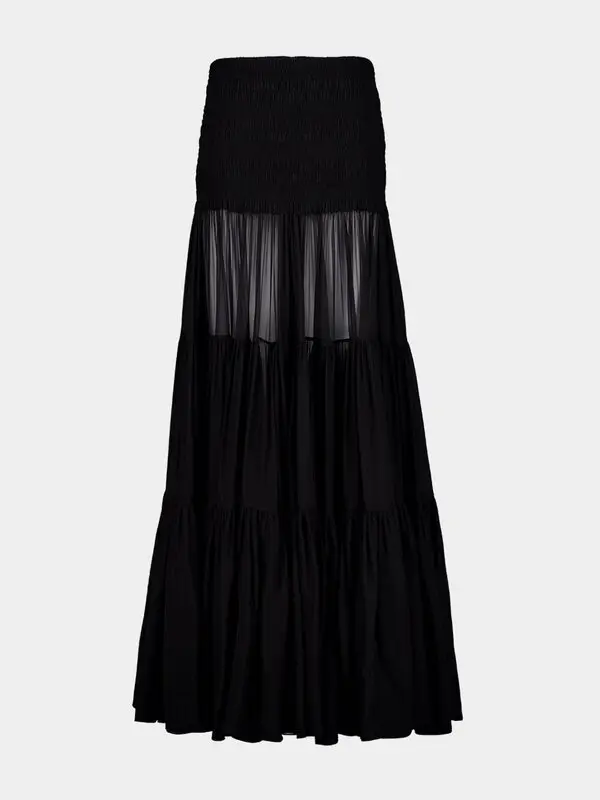 Saint Laurent Ruffled Maxi Skirt - Black