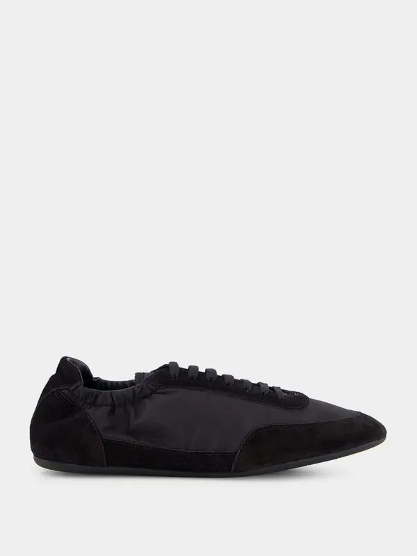 Prada Leather Lace-up Sneakers - Black