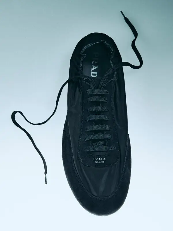 Prada Leather Lace-up Sneakers - Black