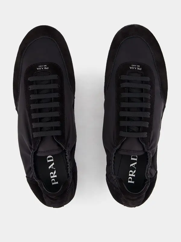 Prada Leather Lace-up Sneakers - Black