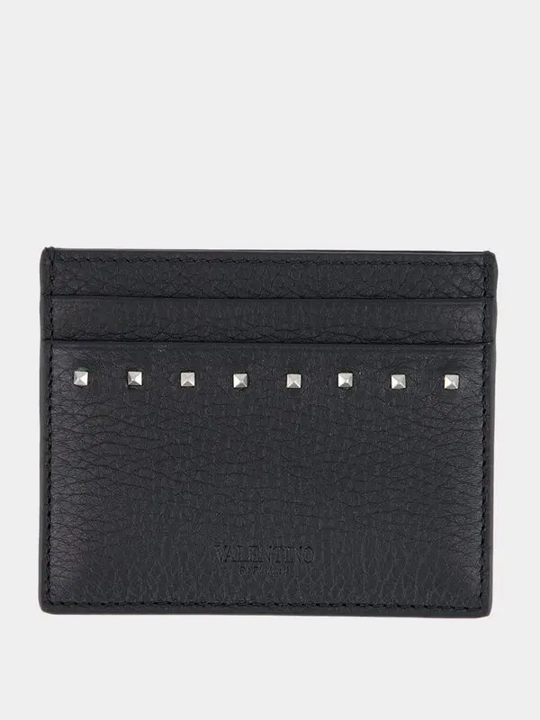 Valentino Garavani Rockstud Grainy Cardholder - Black