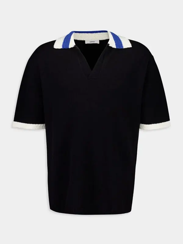 Commas Hand-crochet Collar Polo - Black
