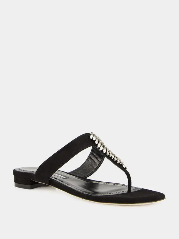 Manolo Blahnik Bizaba Suede Flat Sandals