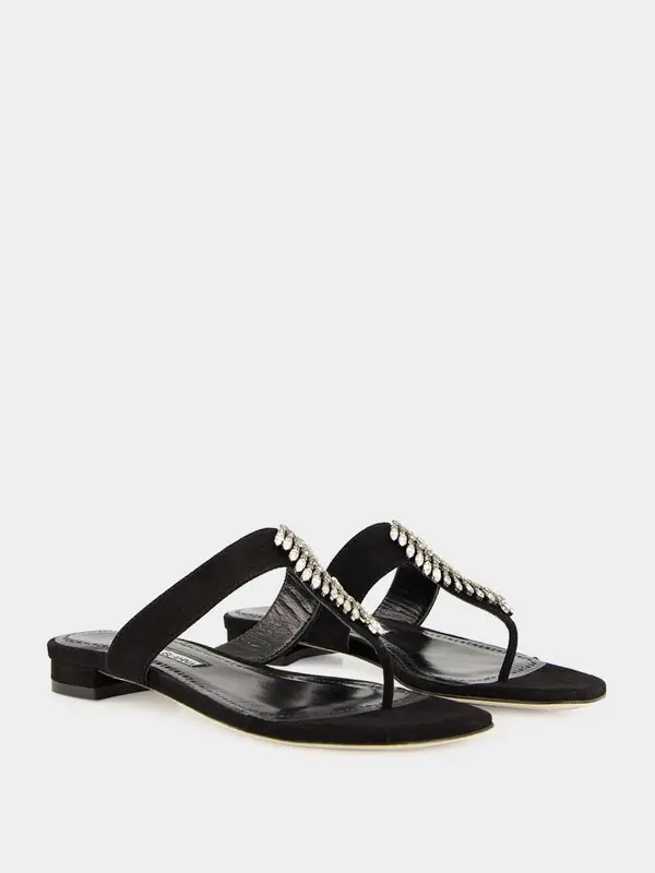 Manolo Blahnik Bizaba Suede Flat Sandals