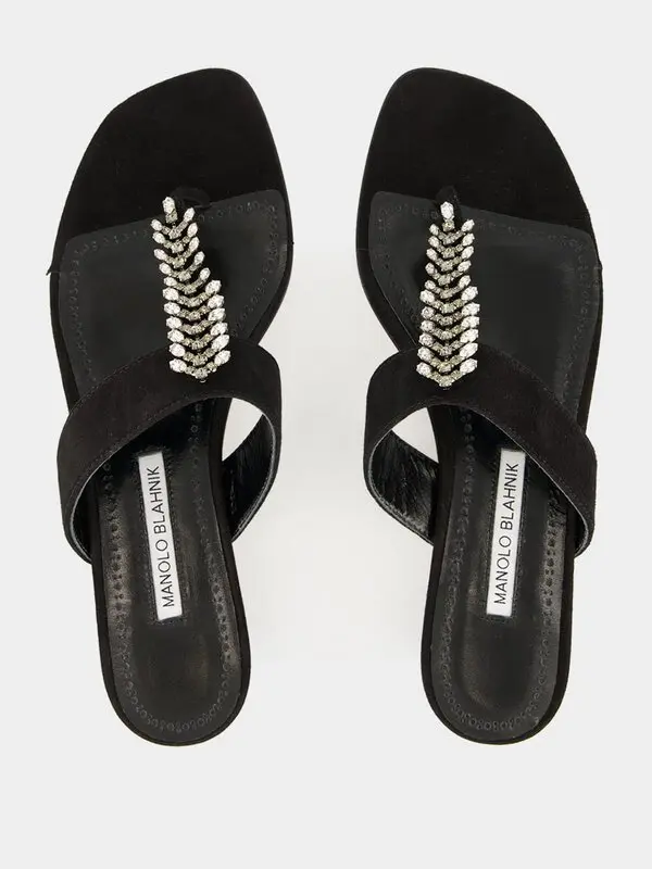 Manolo Blahnik Bizaba Suede Flat Sandals
