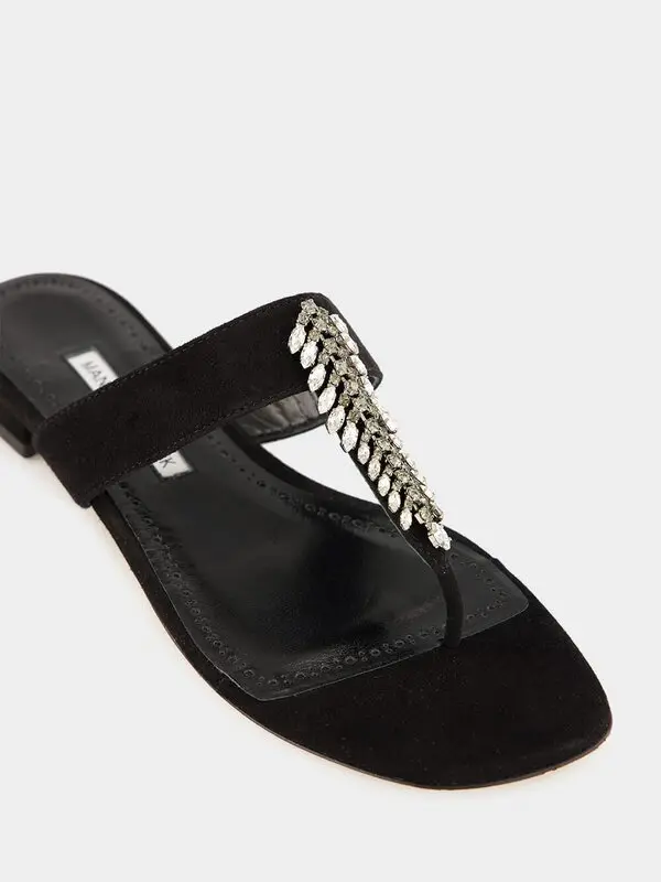 Manolo Blahnik Bizaba Suede Flat Sandals