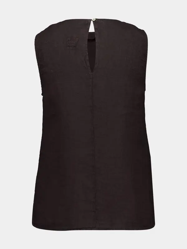 120% Lino Sleeveless Linen Top - Black
