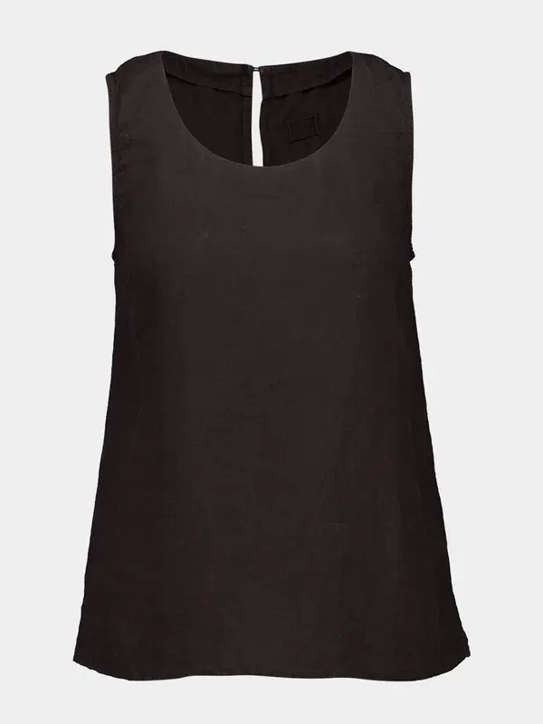 120% Lino Sleeveless Linen Top - Black