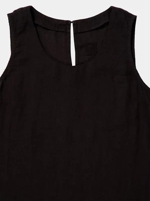 120% Lino Sleeveless Linen Top - Black