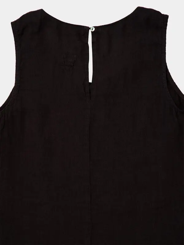 120% Lino Sleeveless Linen Top - Black