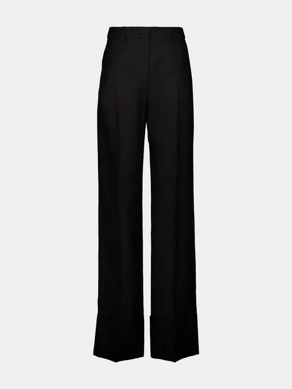 Valentino Garavani Tailored Woven Silk Wide Leg Trousers - Black