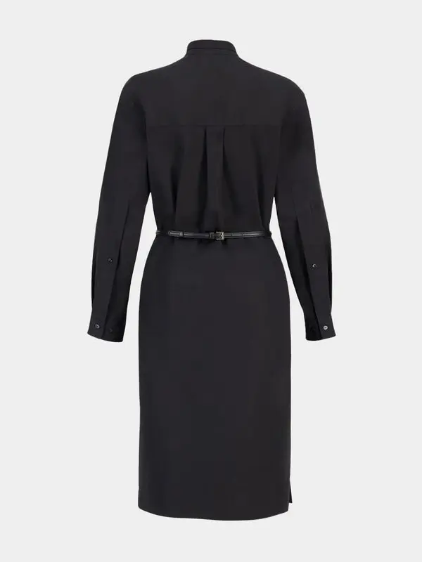 Gucci Cotton Poplin Shirt Dress With Horsebit Belt - Black