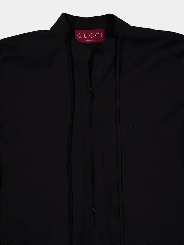Gucci Cotton Poplin Shirt Dress With Horsebit Belt - Black