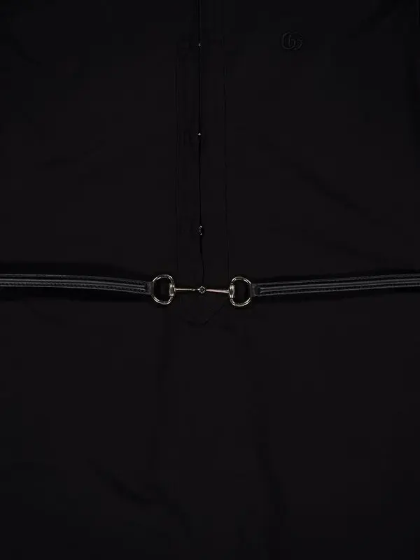 Gucci Cotton Poplin Shirt Dress With Horsebit Belt - Black
